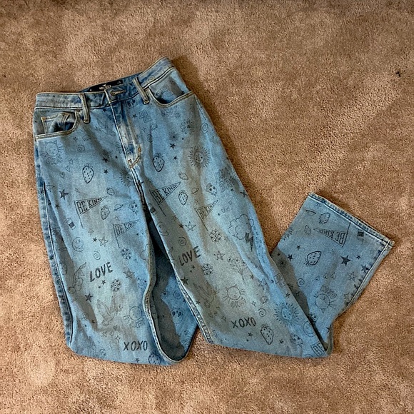 Hollister | Jeans | Hollister Ultra High Rise Doodle Dad Jeans | Poshmark